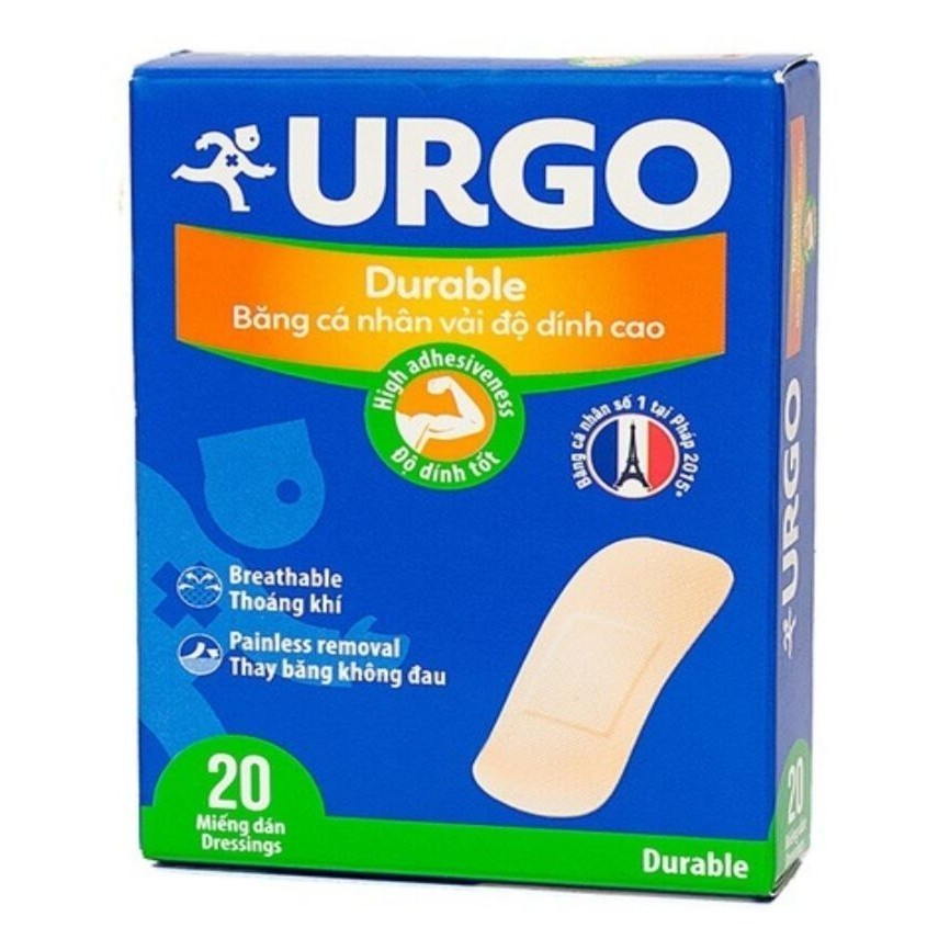 Băng cá nhân vải Urgo Durable (2 x 6cm) hộp 20 miếng (Thái Lan ...