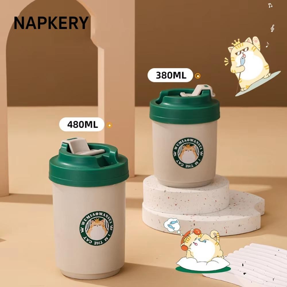 NAPKERY Cốc Nước NAPKERY, Cốc Cà Phê Inox Hoạt Hình, Có Nắp Dung Tích Lớn 380 / 480ML Trà Hút ...