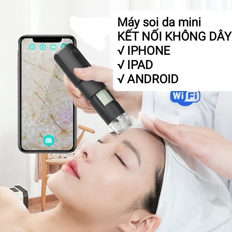 Máy soi da soi tóc không dây mini kết nối IPHONE,IPAD, ANDROID spa thẫm ...