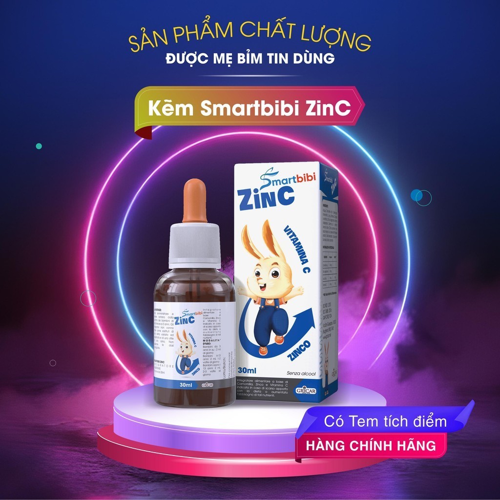 (49) Kẽm Smart Bibi ZinC: Bổ sung Kẽm cho cơ thể, 6ml chứa 9mg Kẽm ...