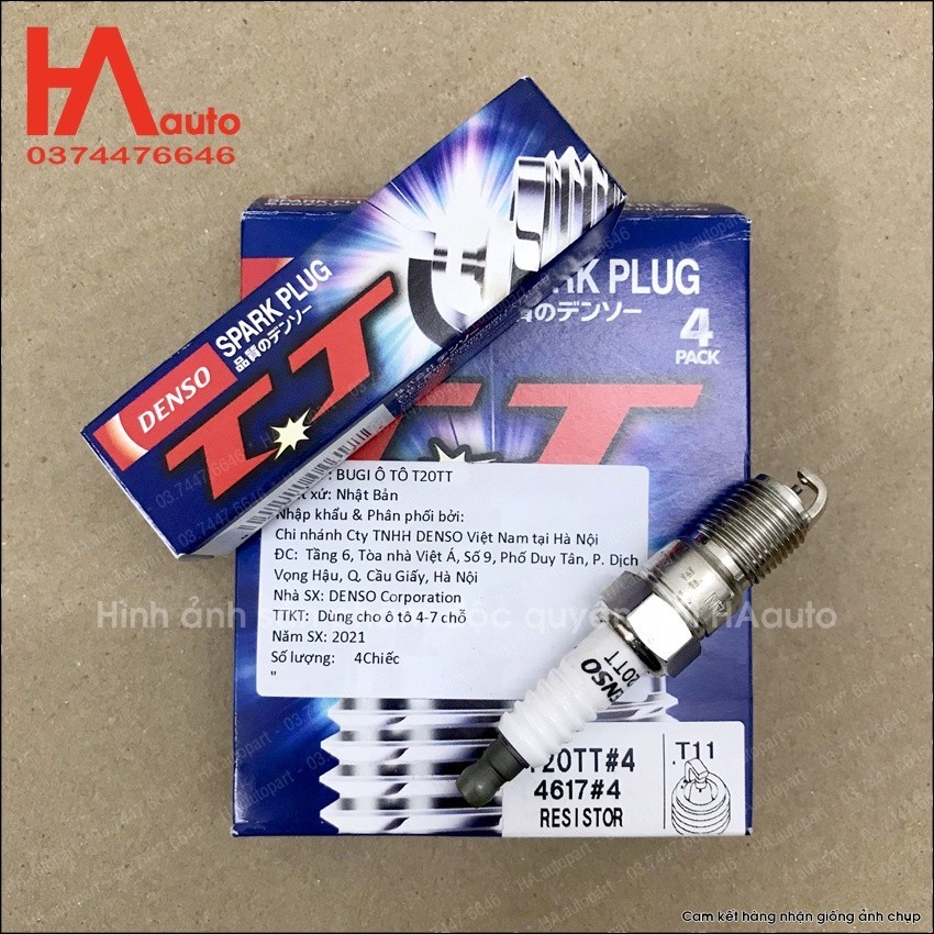 Bộ 4 Bugi Denso TT chính hãng mã T20TT (chân côn ngắn giắc 16 ren 14 ...