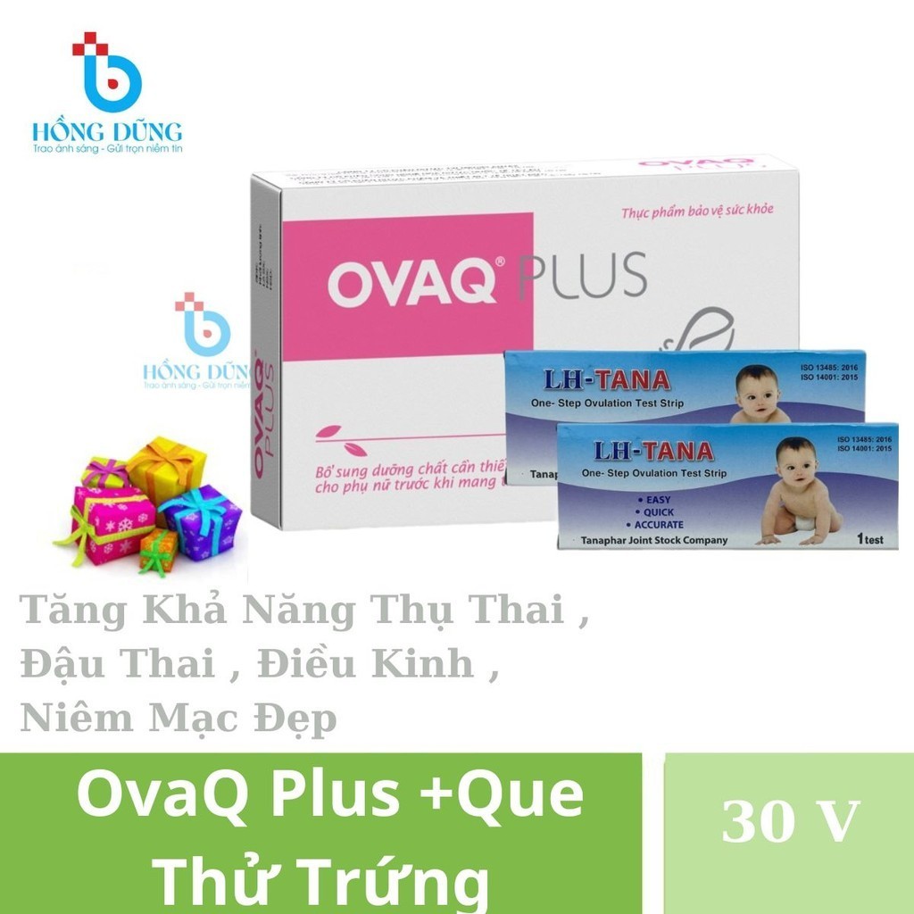 [ Chính Hãng ] Combo OvaQ Plus + 5 Que Thử Rụng Trứng Bổ Trứng Điều ...
