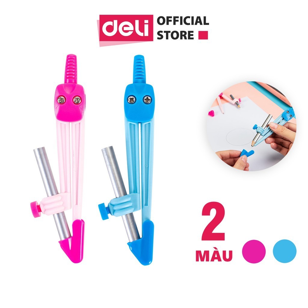Compa học sinh Deli, chắc tay, quay dễ, màu Hồng/Xanh - 1 hộp - E8621 ...