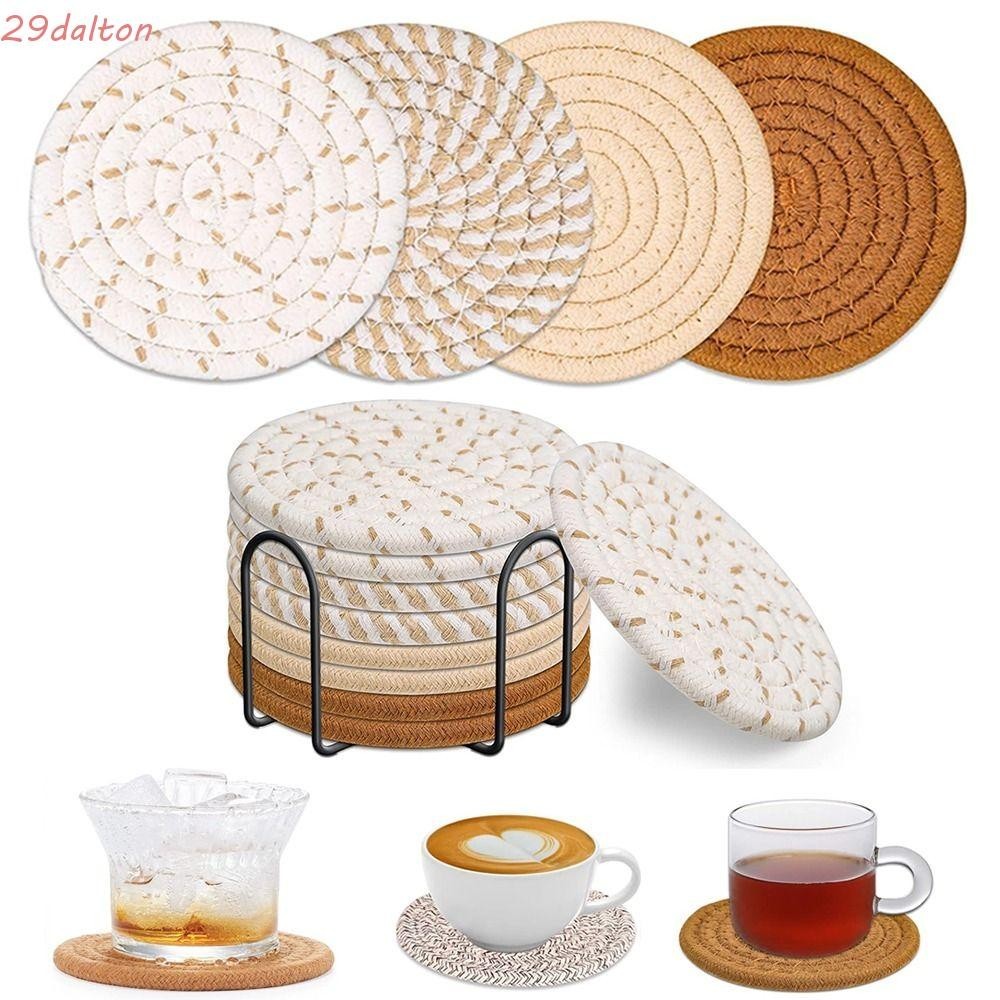 Dalton 8 / 10 Tấm lót ly Trivet dệt, Đế lót ly uống nước tròn thấm hút, Bộ thảm trải bàn thủ ...