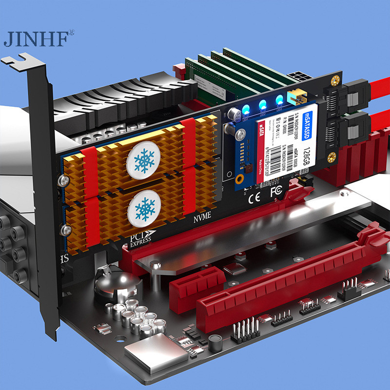 Jinhf M2 NVME SSD NGFF Sang PCIE 3.0 X16 Adapter M Key B Key MSATA PCI Express 3.0 M.2 NVME SSD ...