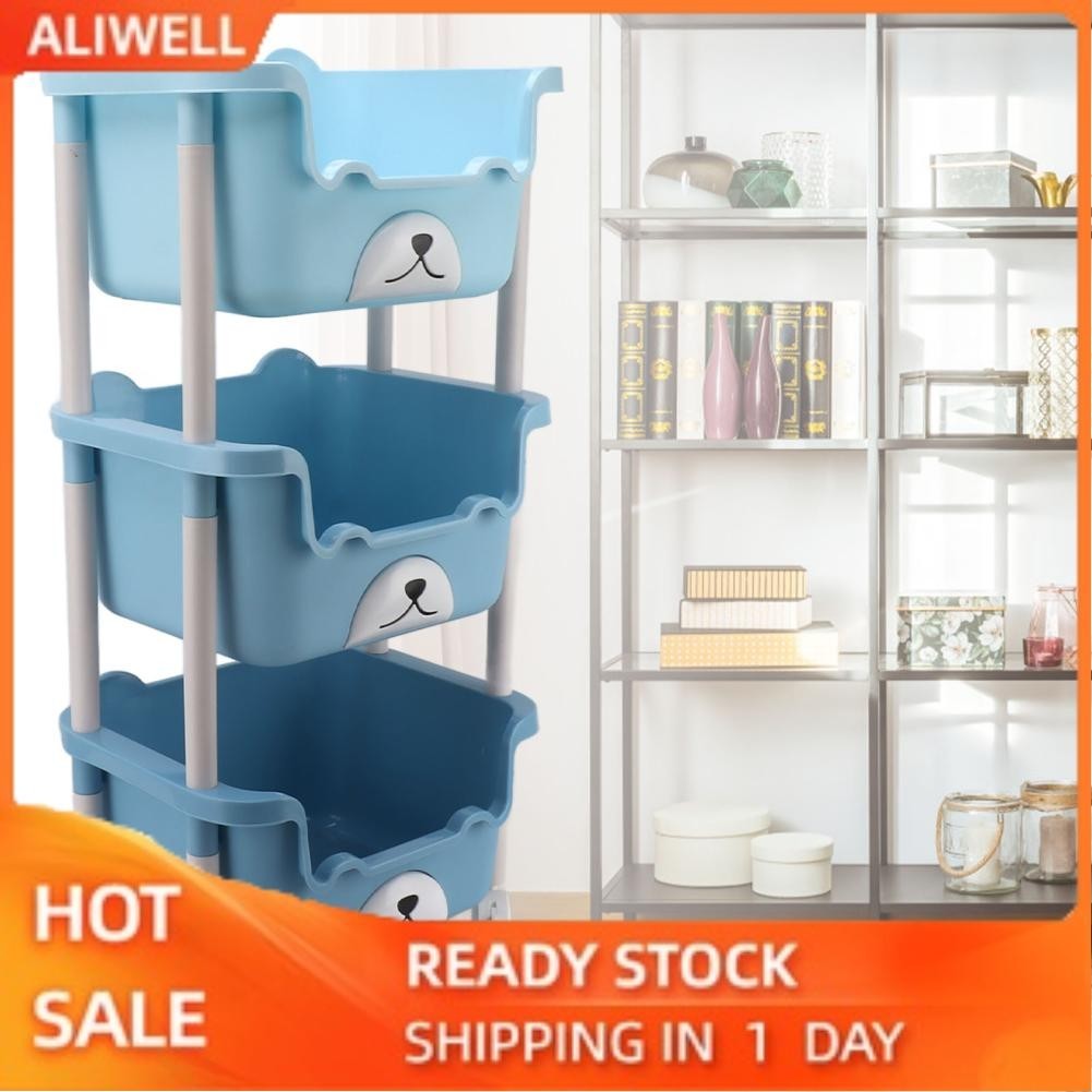 HEEPDD Movable Storage Cart With Lockable Wheels 3 Tiers Organizer Rack ...