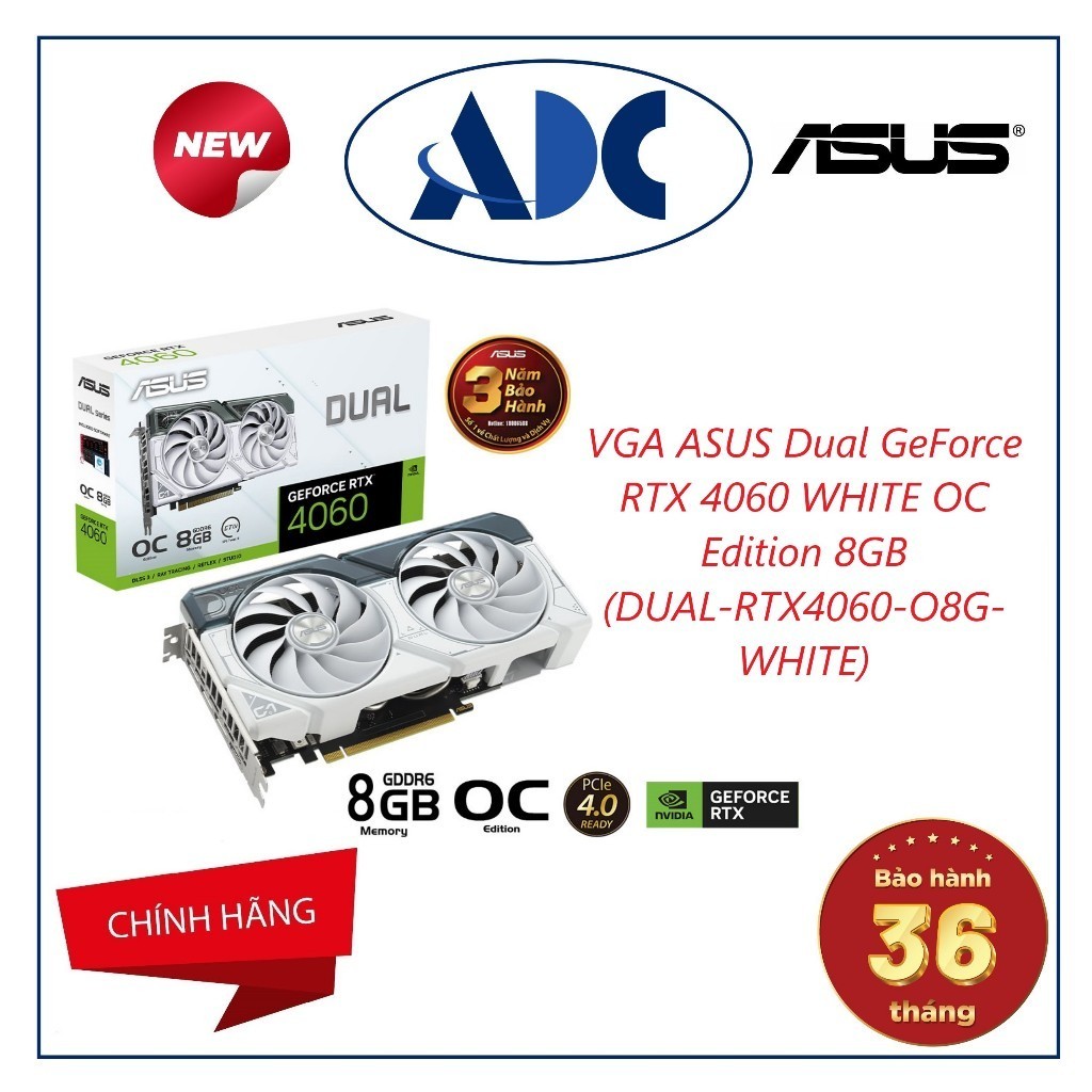 VGA ASUS Dual GeForce RTX 4060 WHITE OC Edition 8GB (DUAL-RTX4060-O8G ...