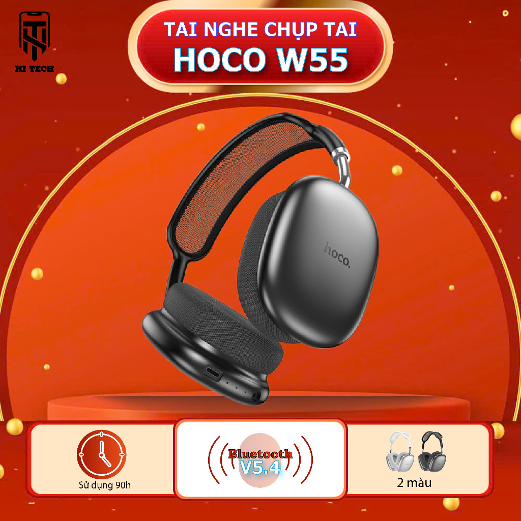 Tai Nghe Bluetooth V5.4 Hoco W55 có mút đệm hạn chế âm thanh phát ra ...
