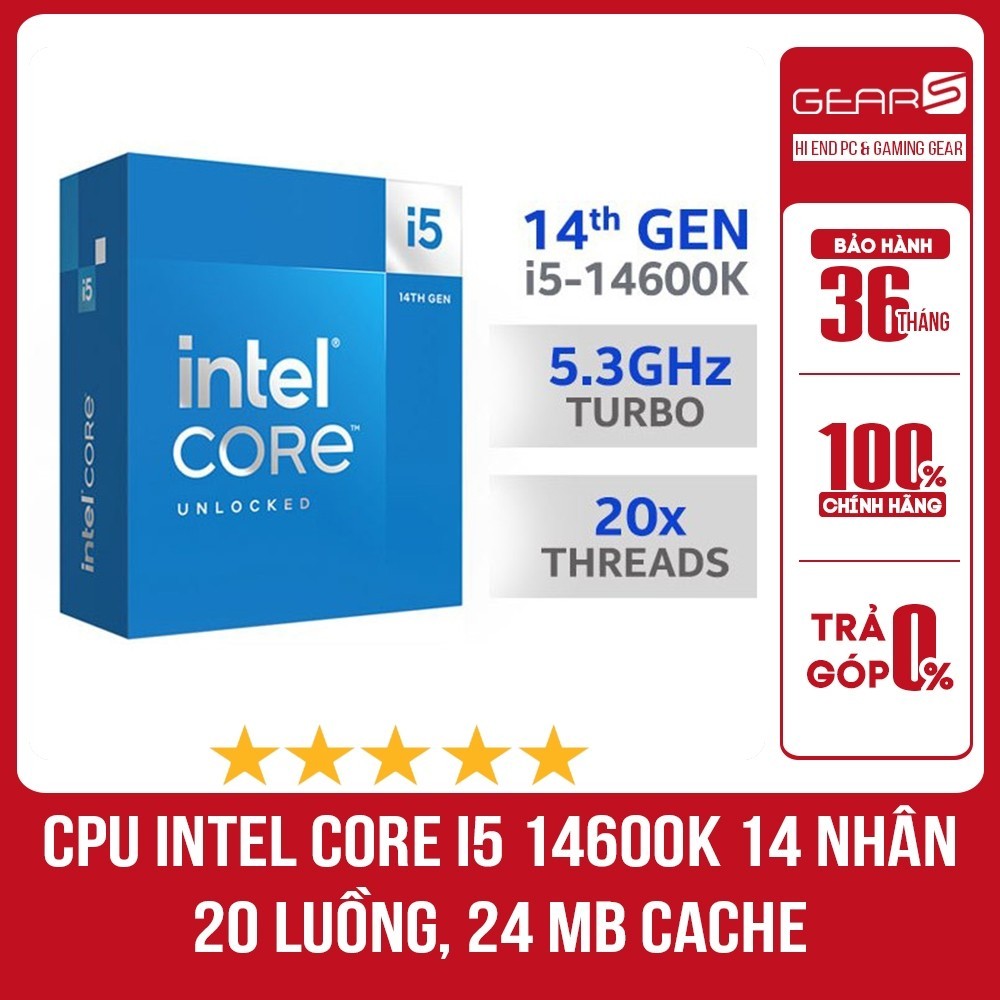 [FULL VAT] CPU Intel Core i5 14600K TRAY, 3.50 Ghz, up to 5.30GHz, 14 Nhân 20 Luồng, 24 MB Cache ...