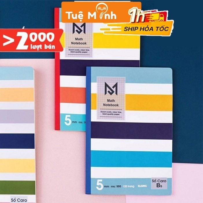 Vở Klong B5 120 trang VPPTUEMINH Caro 5x5 may dán gáy, sổ Klong math ghi toán MS 990 | Shopee ...