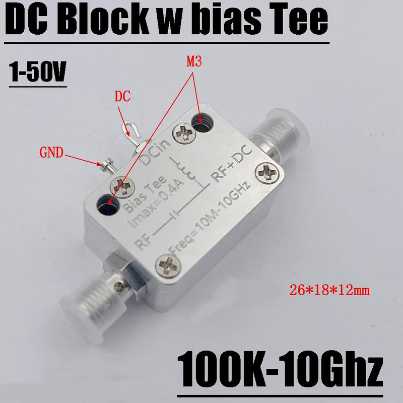 10m-10ghz Bias Tee RF DC Khối SMA RF Bộ cách ly đồng trục thiên vị cho HAM Radio Bộ khuếch đại ...