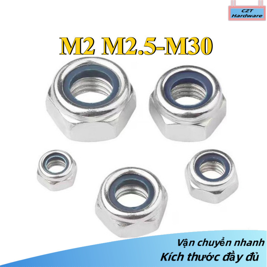 Đai Ốc Tán Keo Chống Trượt Inox 304 ecu inox đầu nhựa chống xoay M2 / M2.5-M30 (CZT-WDM-1 ...