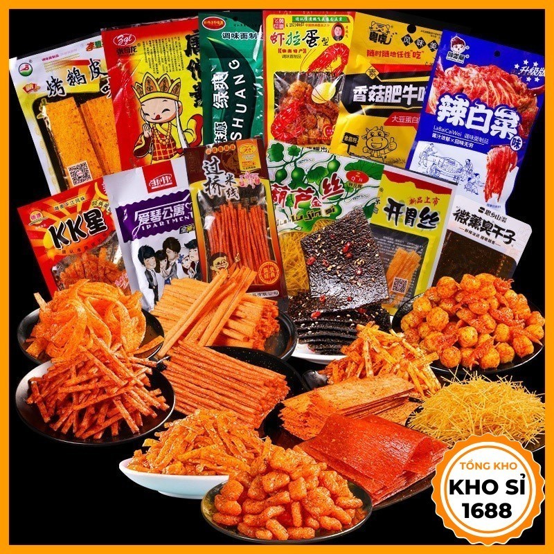 Combo 30 gói đồ ăn vặt cay 12 loại siêu hot, đồ ăn vặt nội địa Trung, que cay Trung Quốc, set đồ ...