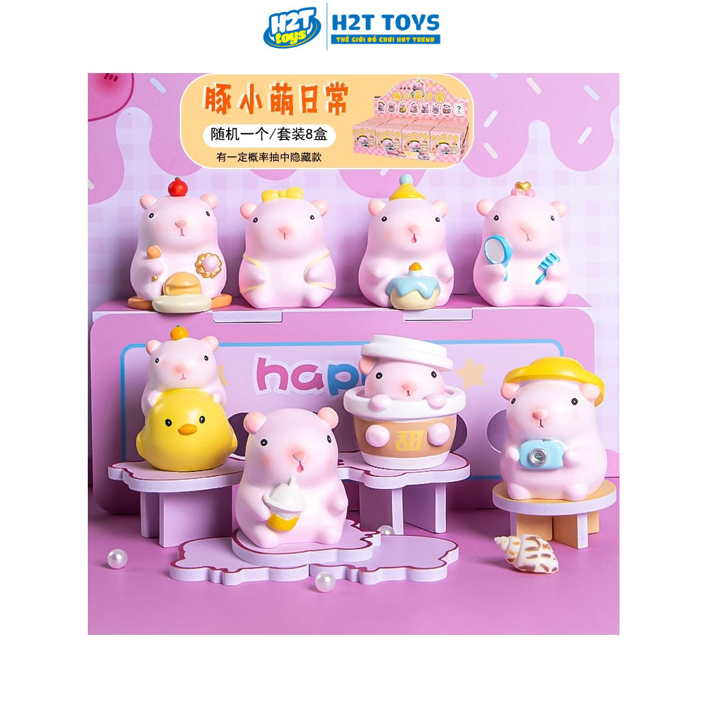 [BLIND BOX] 1 Mô hình ngẫu nhiên Chuột lang Capybara màu nâu, màu hồng ...