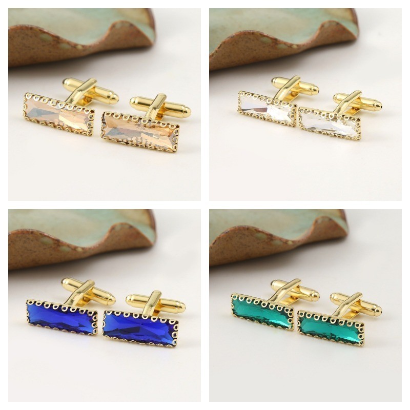 1 Cặp Khuy măng sét cột dài thời trang nam với đồng pha lê Goldec Áo sơ ...