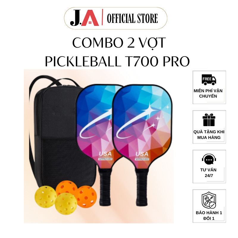 Combo 2 Vợt Pickleball T700 PRO Cao Cấp Siêu Nhẹ, Chuyên Nghiệp, Sợi ...