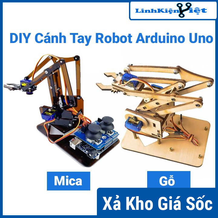DIY cánh tay Robot Arduino Uno bằng gỗ/mica | Shopee Việt Nam