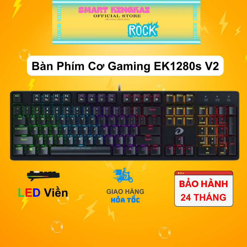 Bàn phím cơ Gaming DAREU EK1280S V2 Black / Pink 104KEY MULTI LED ...