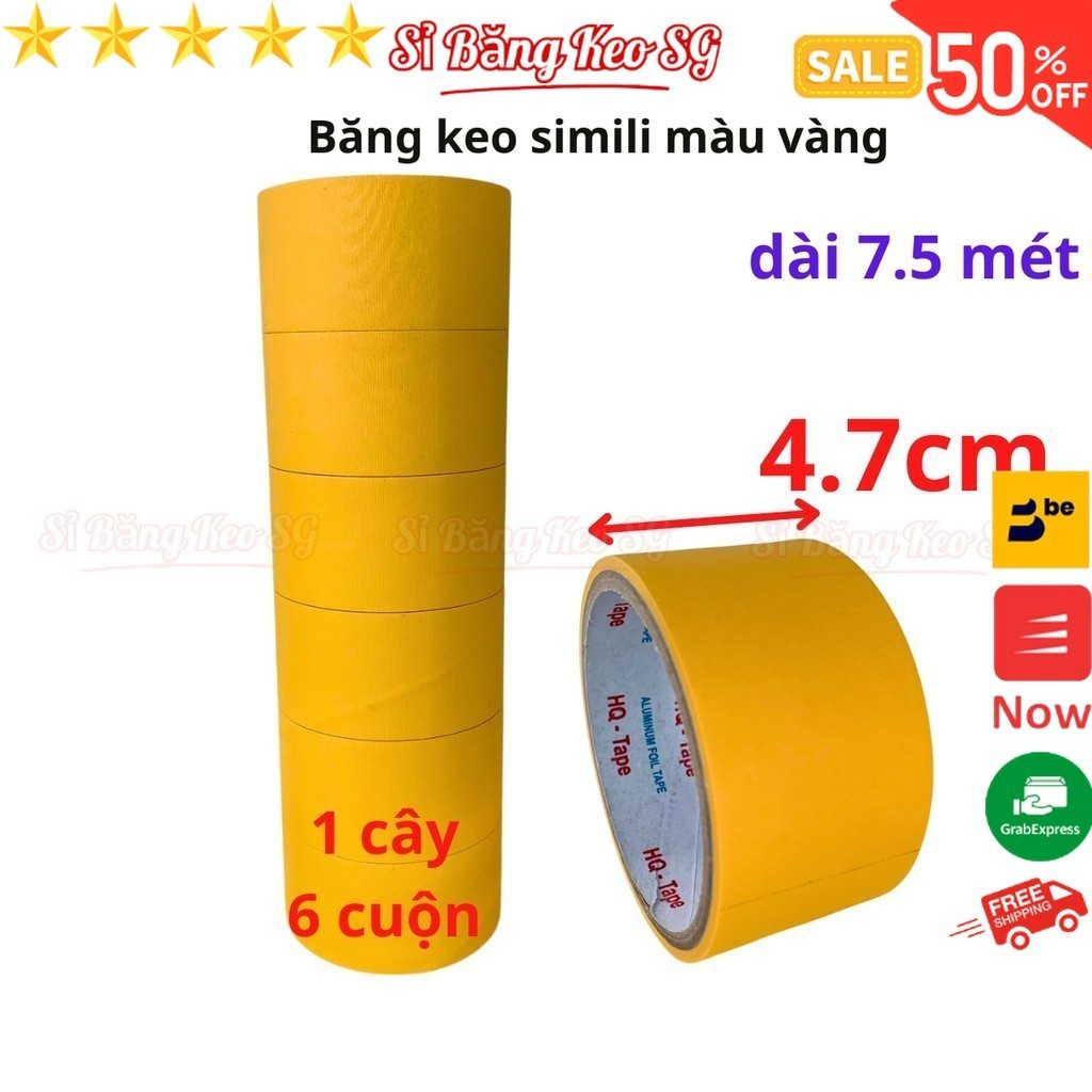SKU329 - Băng keo simili màu vàng, rộng 4.7cm, dài 7.5 mét, lõi giấy ...