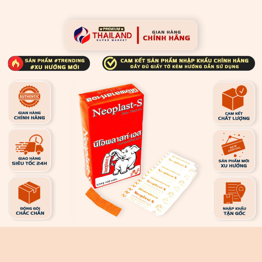 [COMBO 1 LỐC 10 HỘP] Băng Keo Cá Nhân Con Voi Neoplast-S Hộp 100 miếng ...