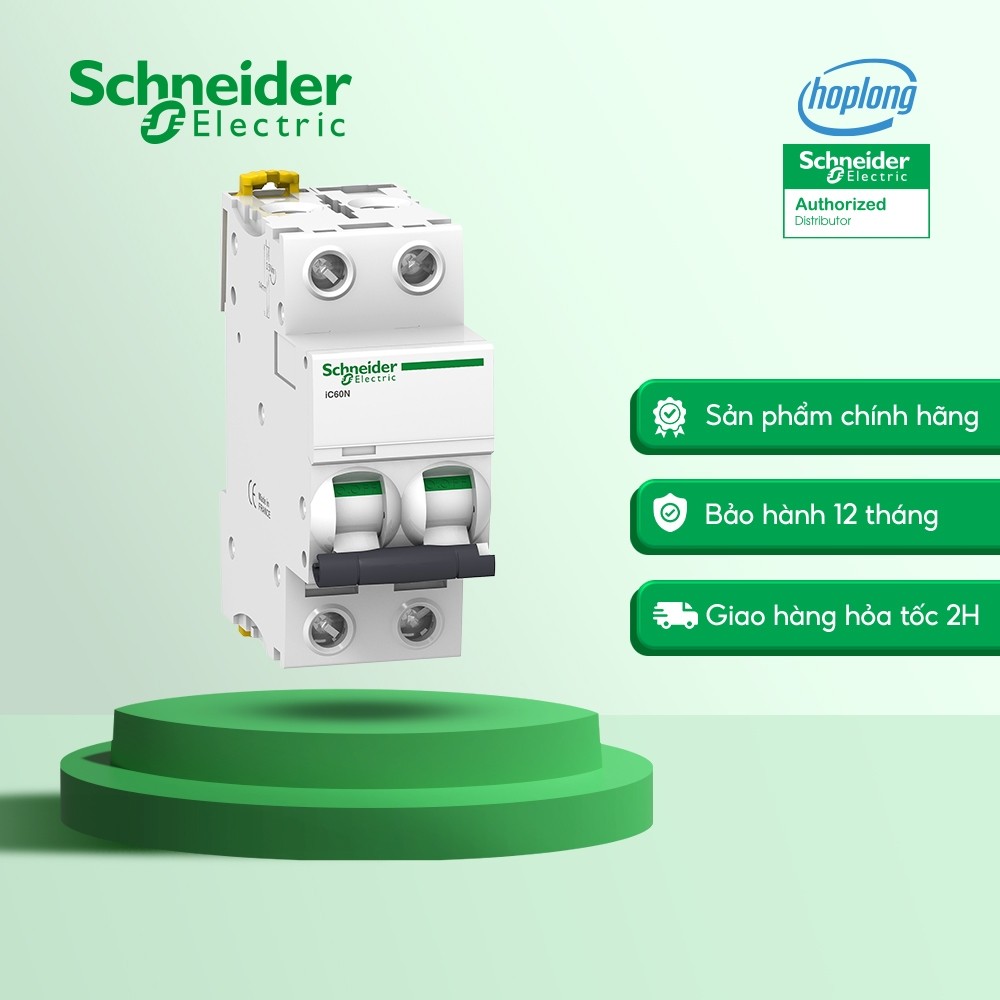 Cầu dao tự động Schneider A9F74232 MCB (át tép) 2 pha 32A dòng cắt 6kA series iC60N dòng Acti9 ...