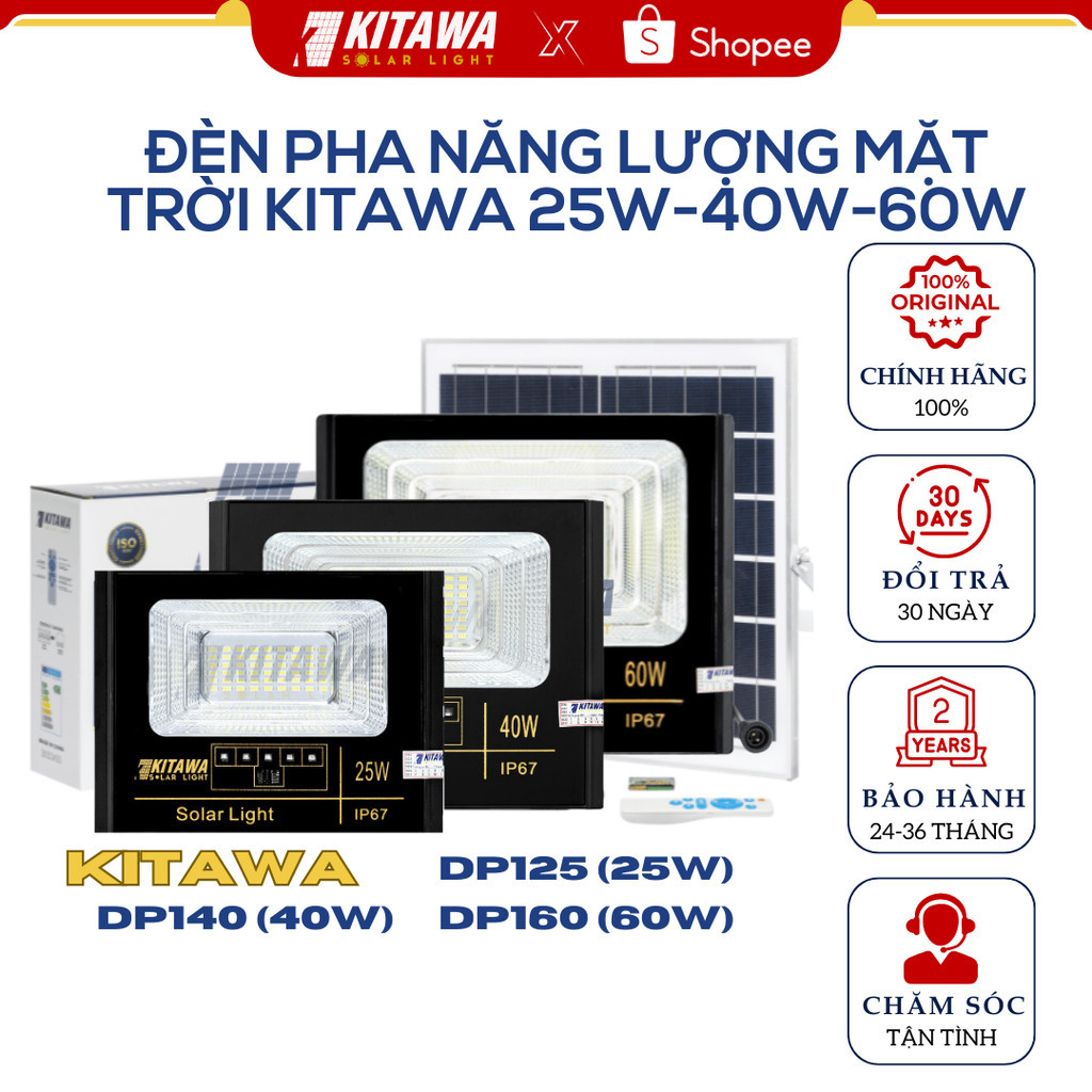 [25W-40W-60W] Đèn Pha Năng Lượng Mặt Trời Kitawa Chống Nước IP67 Bảo Hành Chính Hãng 2 Năm ...