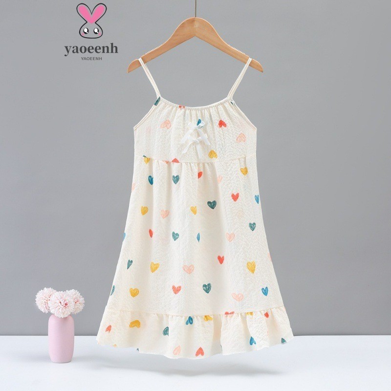 110-155cm Cô Gái Mùa Hè Hoạt Hình Phong Cách Công Chúa Sling Váy Ngủ Giữa Lớn Trẻ Em Nhăn Vải ...