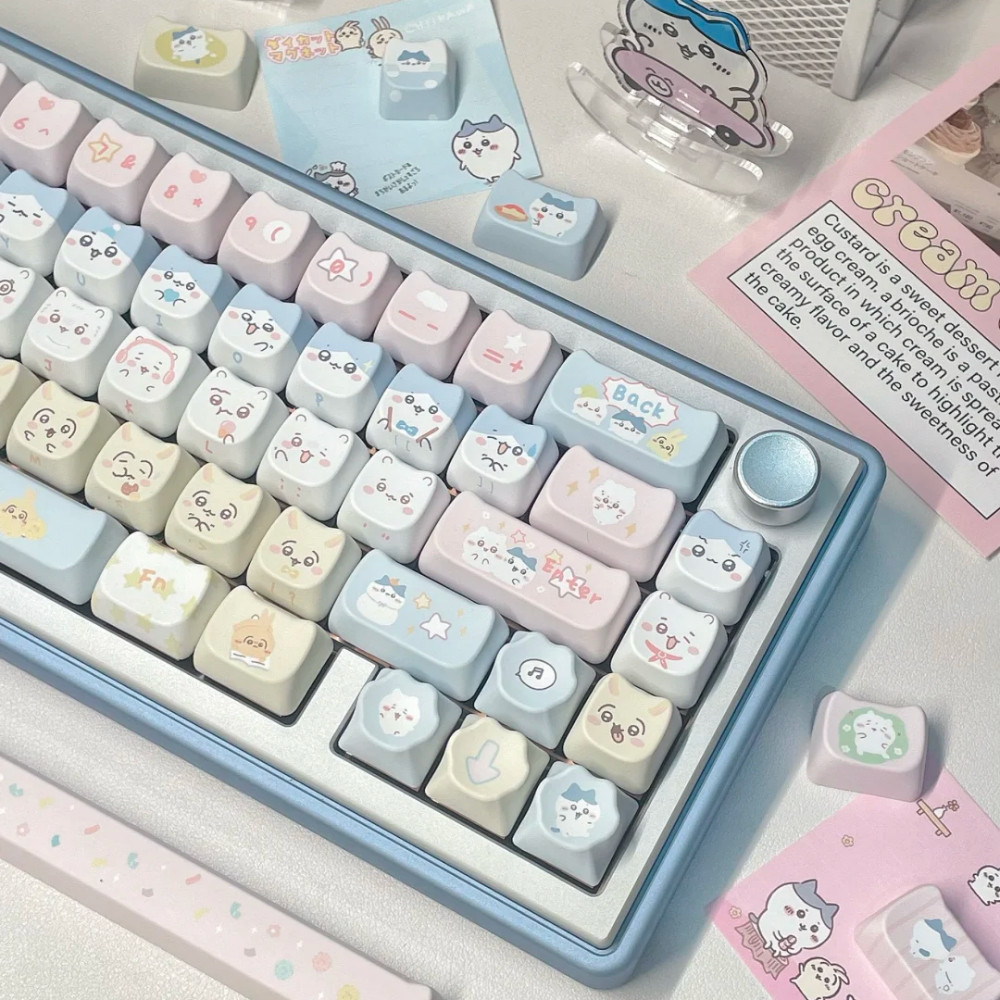 [Thiết kế đầu mèo độc đáo] Chiikawa Keycap MAO Profile PBT Bàn phím cơ ...