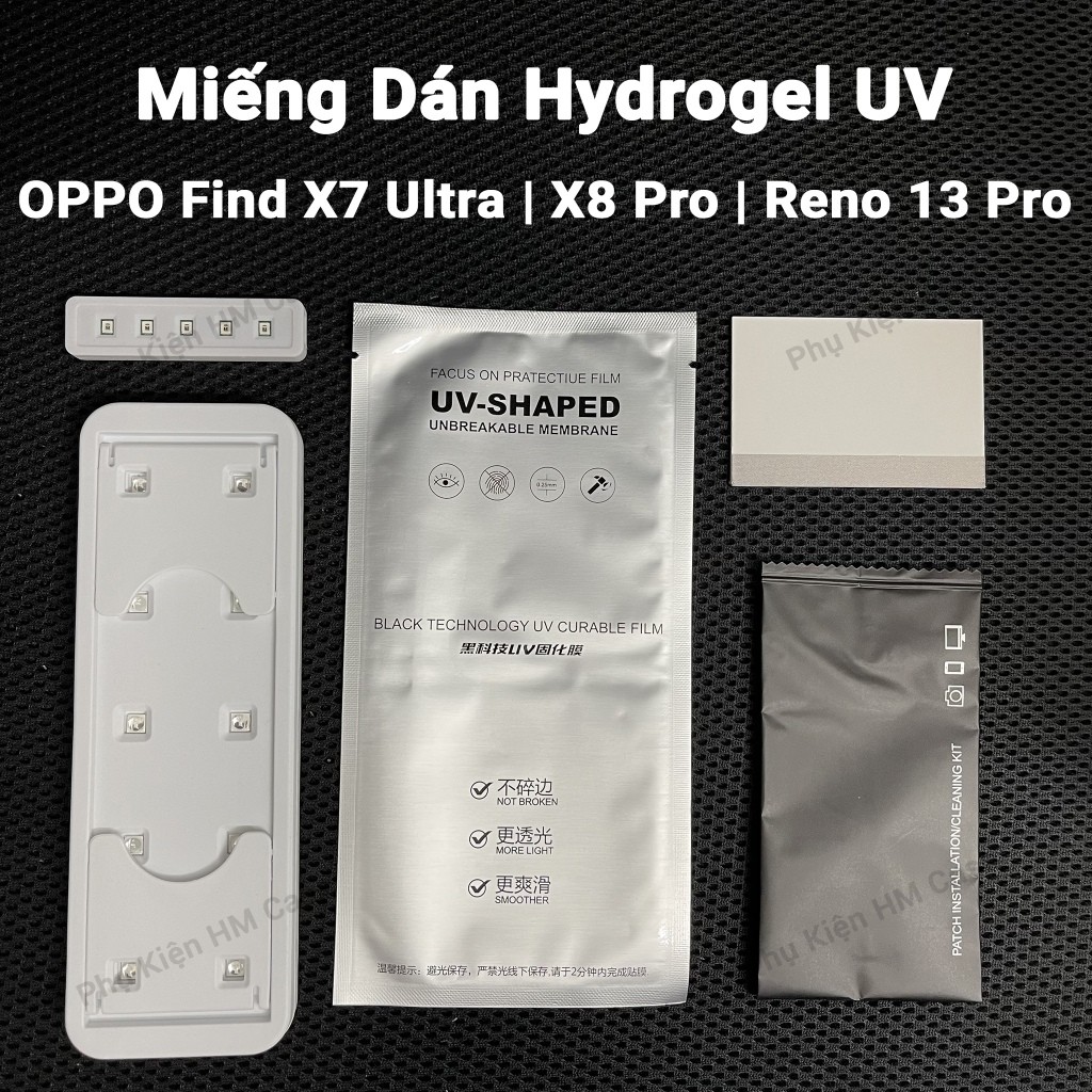 Dán Hydrogel UV Oppo Find X8 Pro / Find X7 Ultra / Oppo Reno 13 Pro, Tặng Kèm Bộ Vệ Sinh và Gạc ...