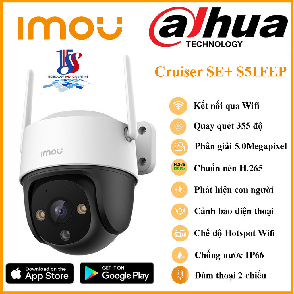 Camera IMOU Cruiser SE+ IPC-S51FEP 5MP, quay quét 360,chống nước,đàm ...
