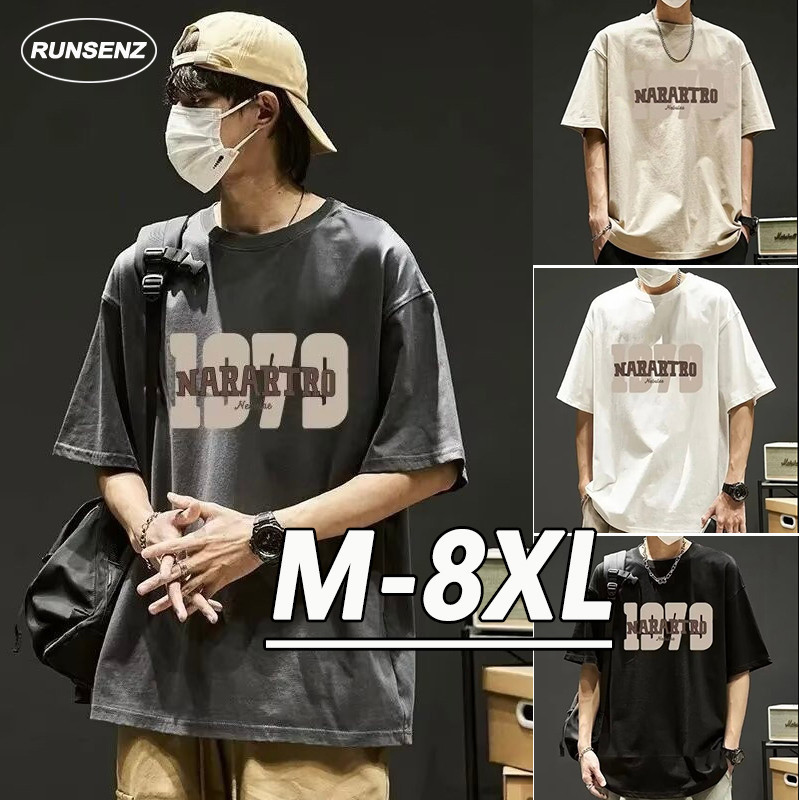 M-8xl Phiên Bản Hàn Quốc Áo Thun Nữ Tay Ngắn Nam Plus Size Top Nhân Quả Rời Cổ Tròn Oversize Tee ...