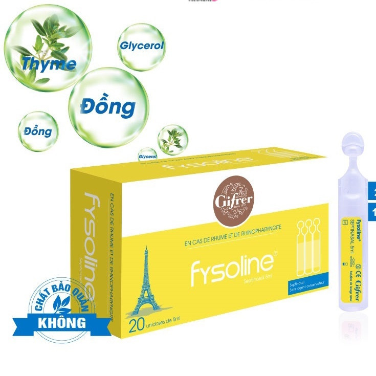 [Mẫu mới] Fysoline vàng - Nước muối sinh lý Kháng khuẩn Pháp Hộp 20 ống ...
