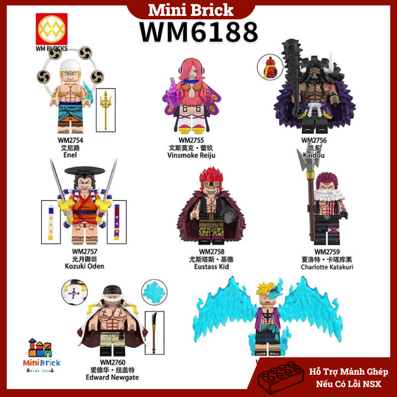 One Piece Đồ chơi lắp ráp Minifigure Tứ hoàng râu trắng Kaido Enel Marco WM6188 Minibrick ...