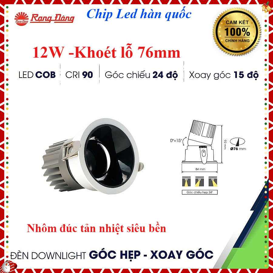 (Rạng Đông) Đèn LED Spotlight âm trần - Góc chiếu 24 độ - Xoay Góc 15 ...