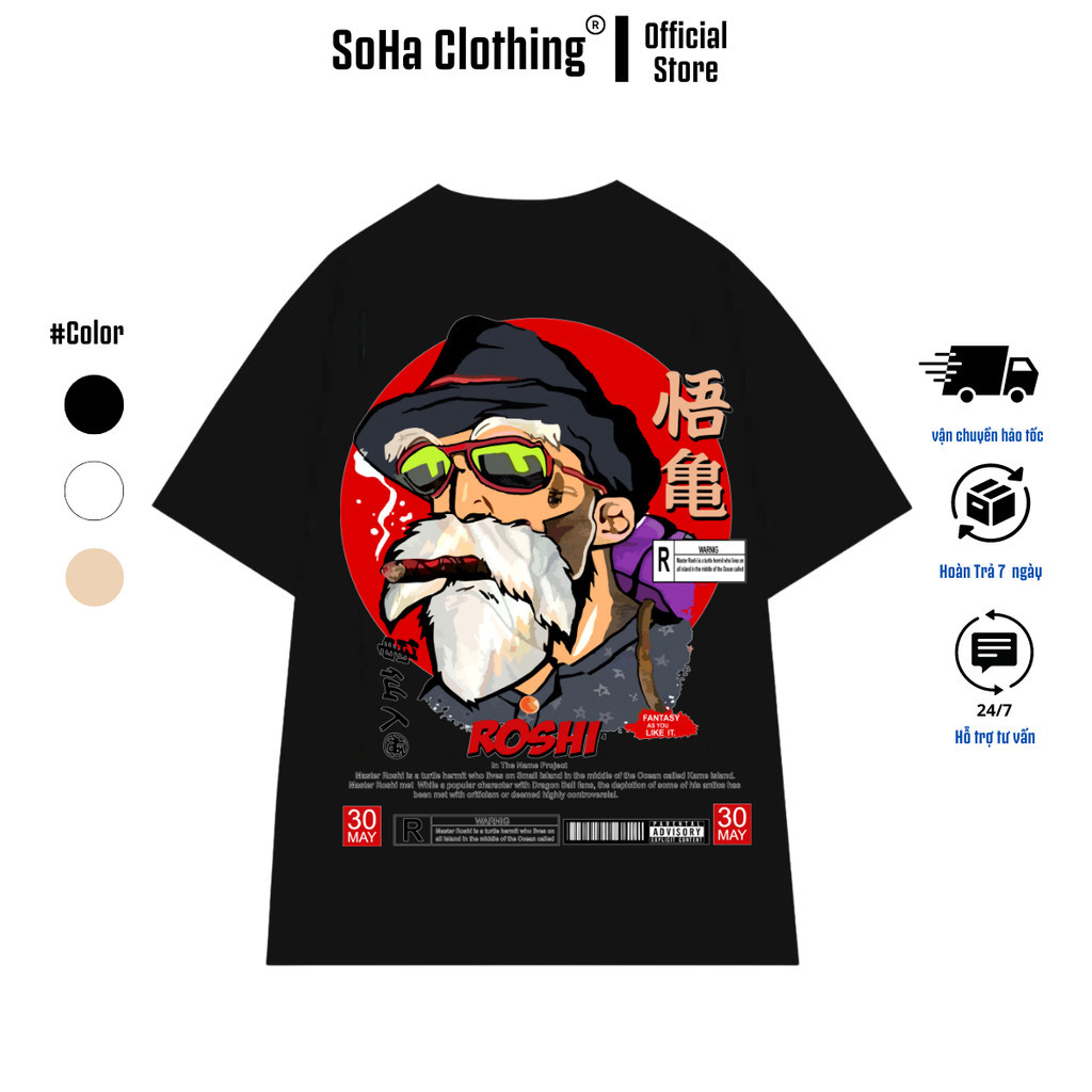 Áo Thun Unisex SoHa Clothing Dragon Ball 100% Cotton -Roshi- Local ...