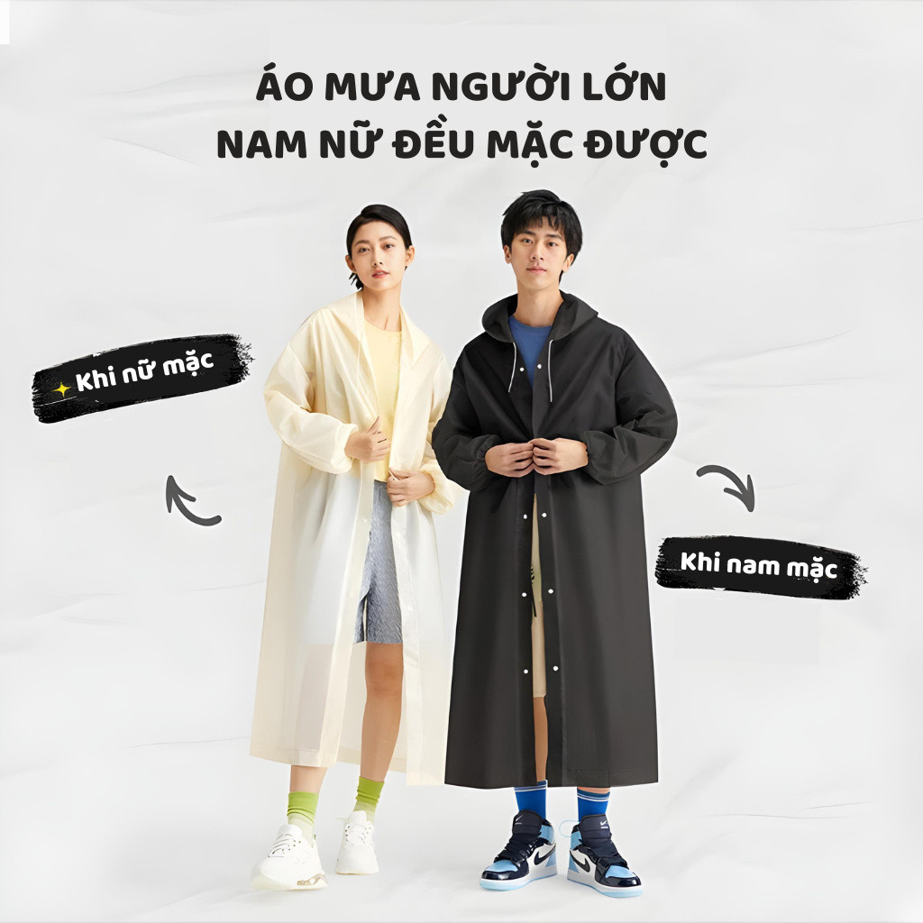 Áo mưa chống thấm nước dễ mang theo, chất liệu Eva chống thấm nước và ...