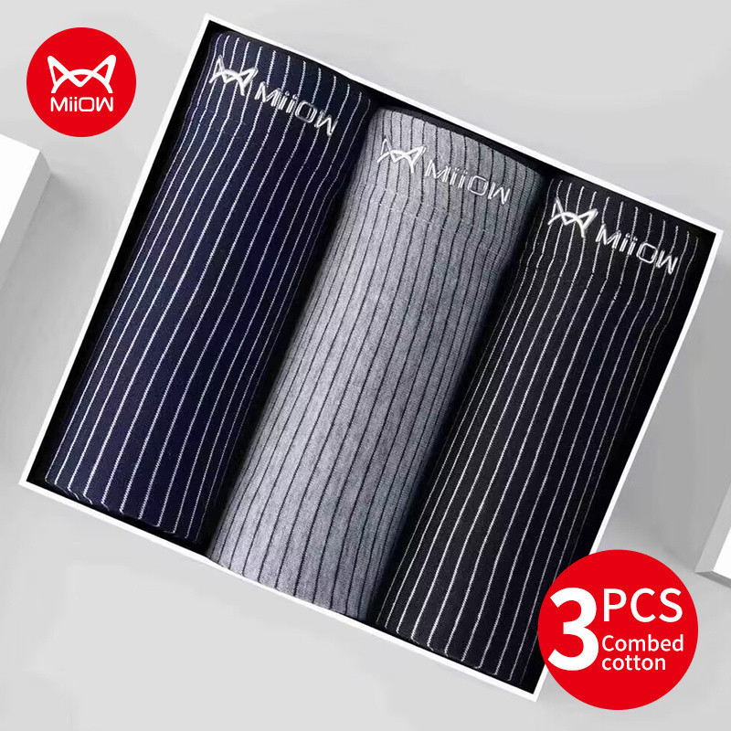 Miiow 3 Cotton Graphene Nam Võ Sĩ Kháng Khuẩn Thoáng Khí Lưới Hút Quần Lót Nam Sọc Quần Lót ...