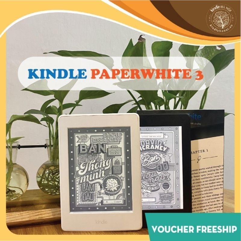 Máy đọc sách Kindle Paperwhite 3 (7th) Kindle PPW3 có đèn nền với màn hình 6'' 300PPI, bộ nhớ 4 ...
