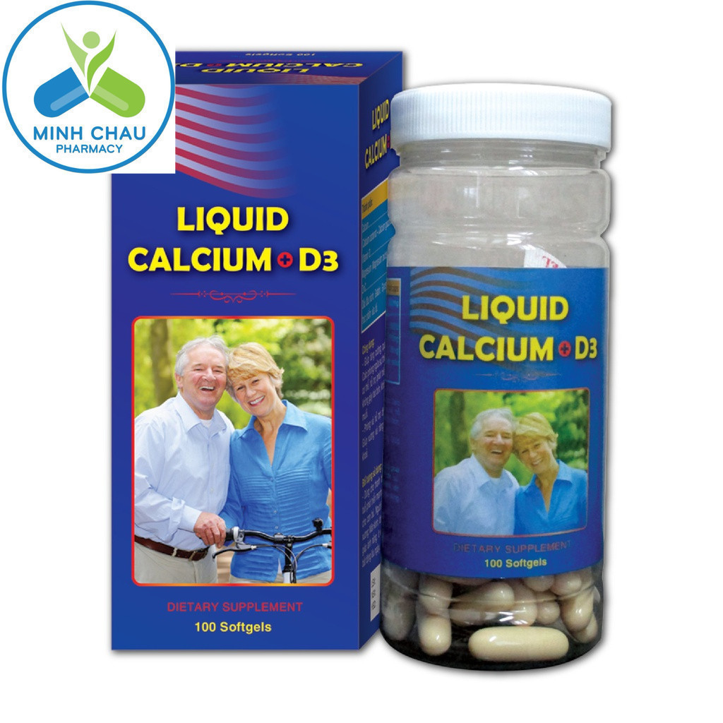 Liquid Calcium + D3 xanh lọ 100 viên uống giúp bổ sung canxi, chống còi ...