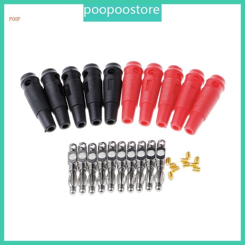 Poop 10 Cái Đỏ Đen 4mm Solderless Side Stackable Banana Plug | Shopee ...