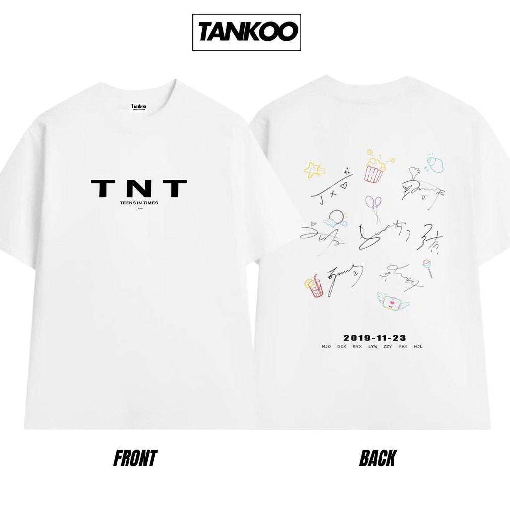 Áo thun nam nữ đẹp in chữ ký các thành viên Thời Đại Thiếu Niên Đoàn TNT Teens In Times chất ...
