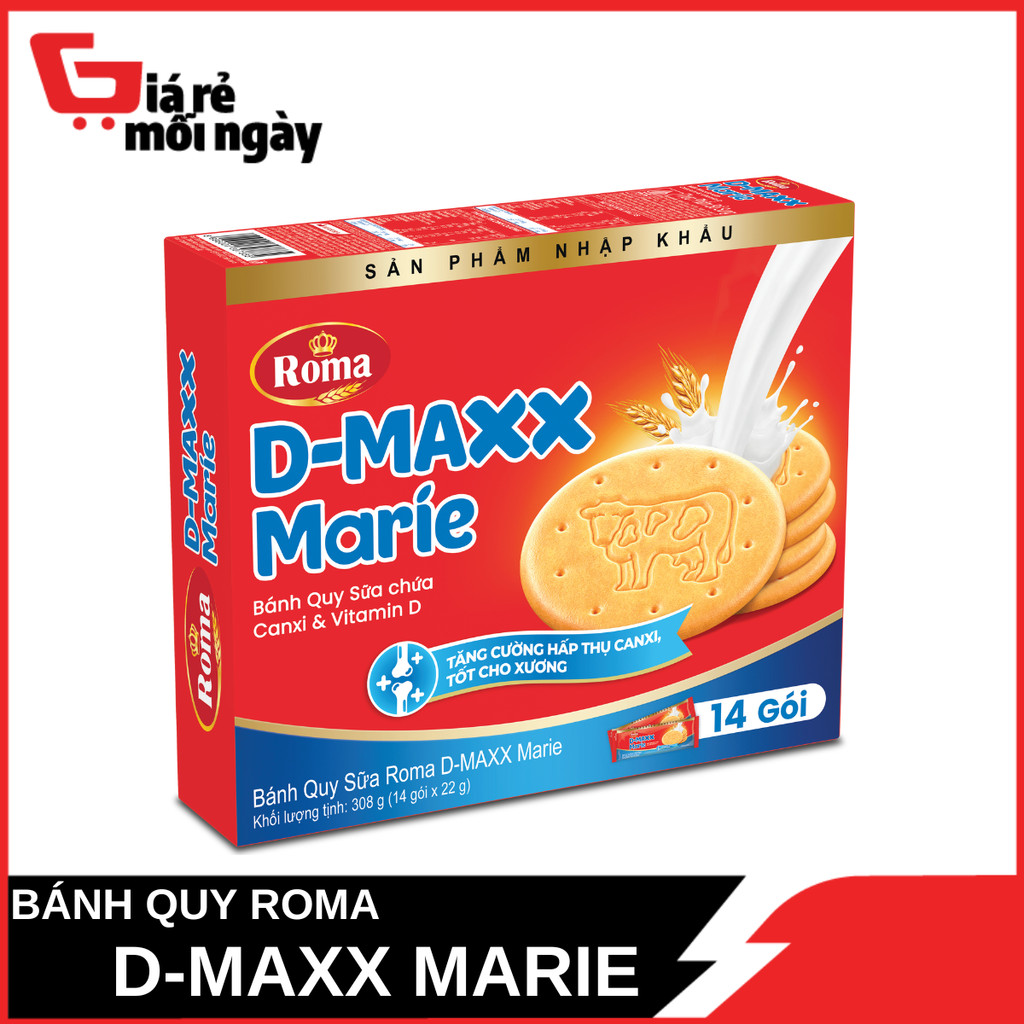 Bánh quy sữa D-MAXX Marie Hộp Giấy 308G (14 Gói x 22g) | Shopee Việt Nam