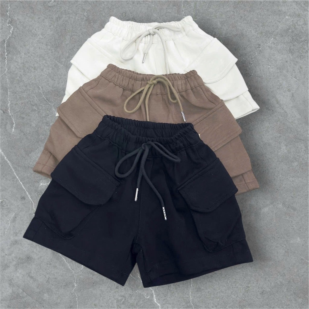 CB251- combo 3 quần short túi hộp chất nỉ mì bé trai màu basic | Shopee ...