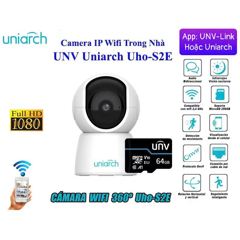 Camera WiFi UNIARCH UHO-S2 Xoay 360độ, Đàm thoại 2 chiều, nhận diện con ...