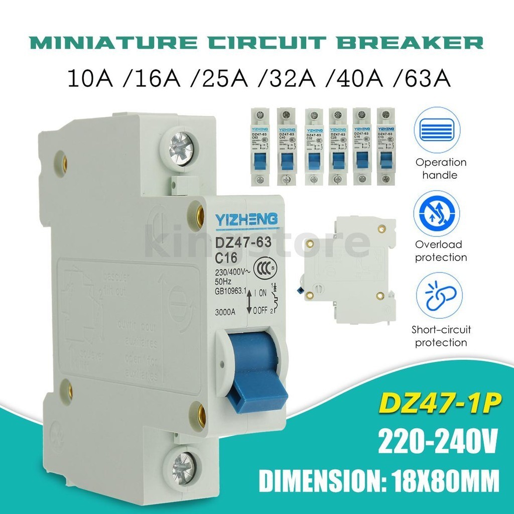 Bộ ngắt mạch Mini TPN 1P + N MCB 20A 25A 32A 40A 50A 60A 35mm Din Rail ...