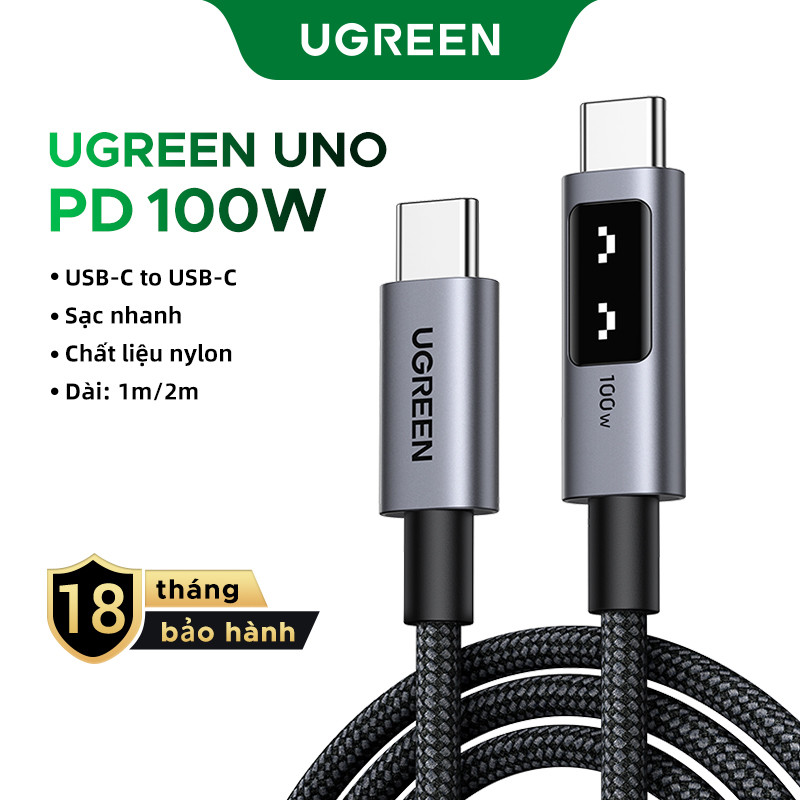 Cáp sạc nhanh UGREEN Uno 100W Type C E-Marker cho iPhone 16 Pro Max cho iPhone 15 Series Samsung ...