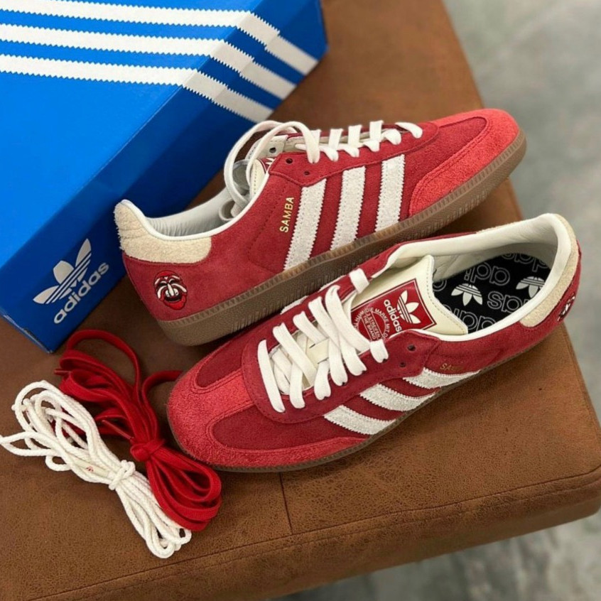 Adidas Samba Tal Samba Red Suede Classic White | Shopee Việt Nam