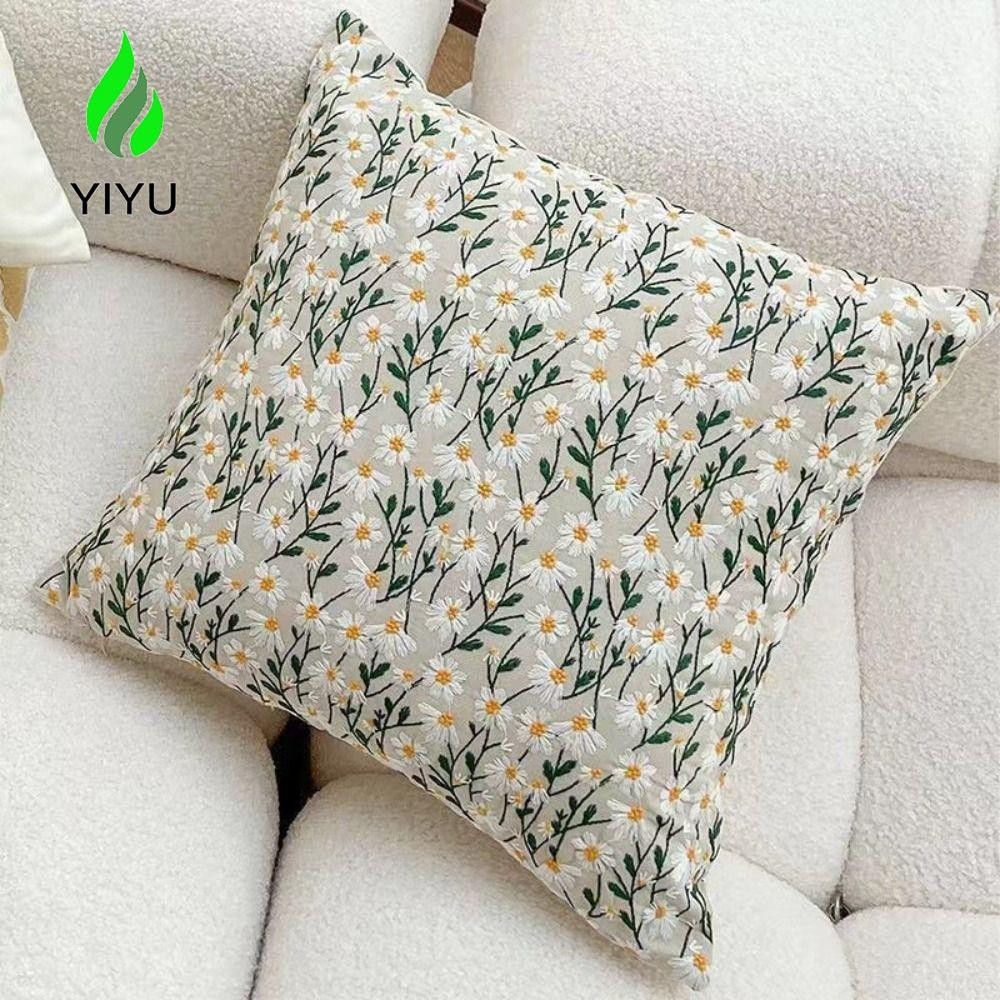 YIYU gối thêu hoa, Vỏ gối hoa cúc kiểu INS, Phong cách mục vụ 45x45cm ...