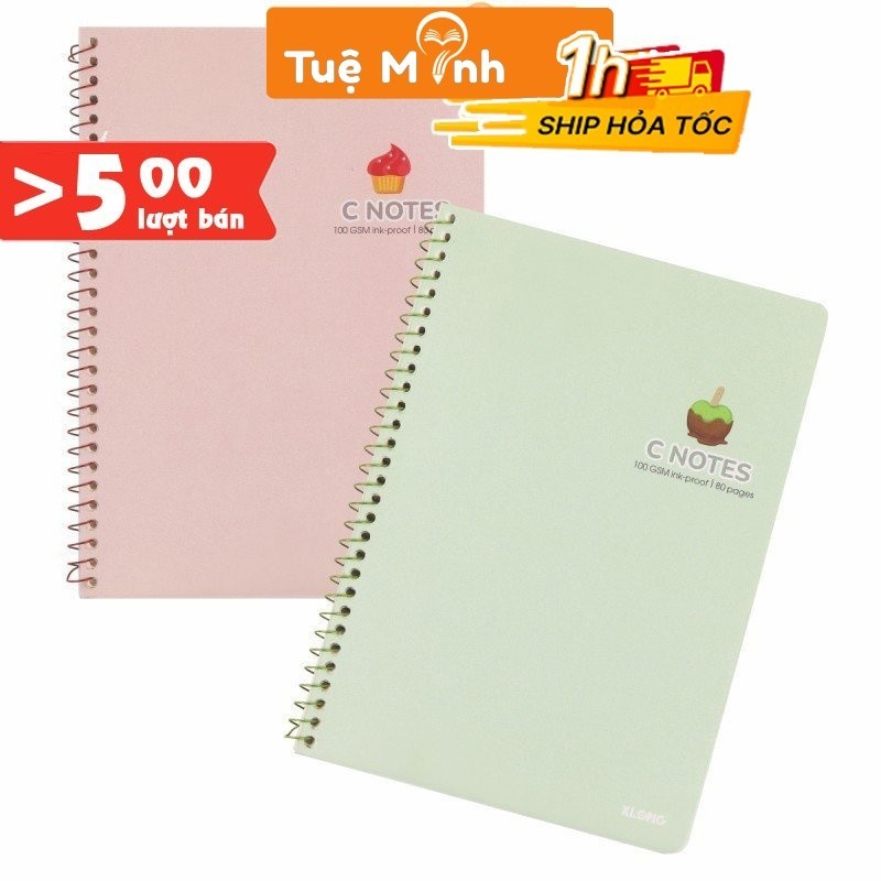 Vở note cornell Klong 80 trang B5 bìa nhựa lò xo đơn C Notes dot grid ...