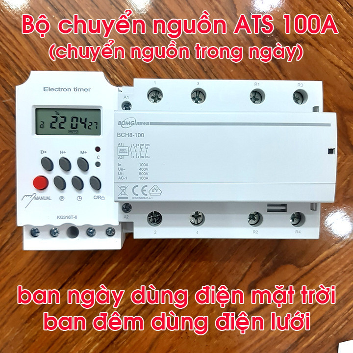 Combo bộ chuyển đổi 2 nguồn ATS điện luân phiên theo ngày gồm Timer ...